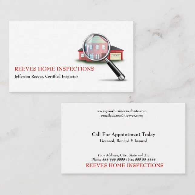 Home Inspection Inspector Business Card | Zazzle