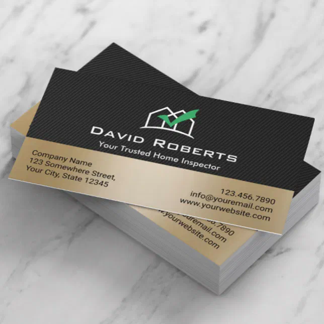 Home Inspection Modern Black & Gold Real Estate Business Card | Zazzle