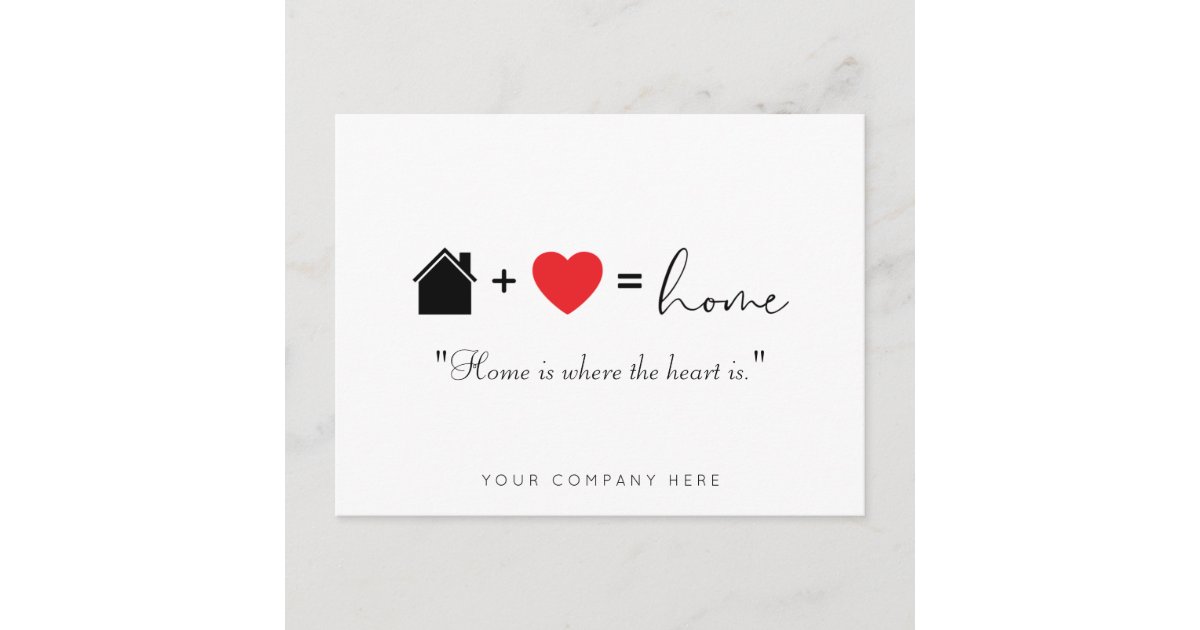 Home is Where the Heart is Real Estate Marketing Postcard | Zazzle
