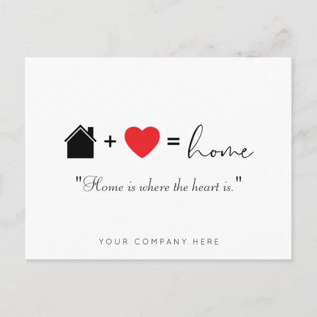 Home is Where the Heart is Real Estate Marketing Postcard | Zazzle