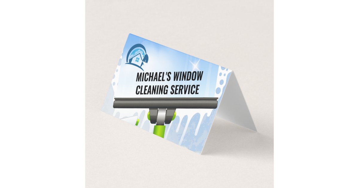 Home Logo | Window Clean Squeegee Business Card | Zazzle