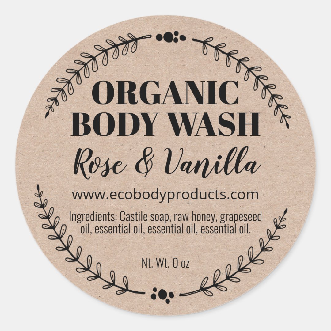Home Made Organic Body Wash Soap Kraft Labels | Zazzle