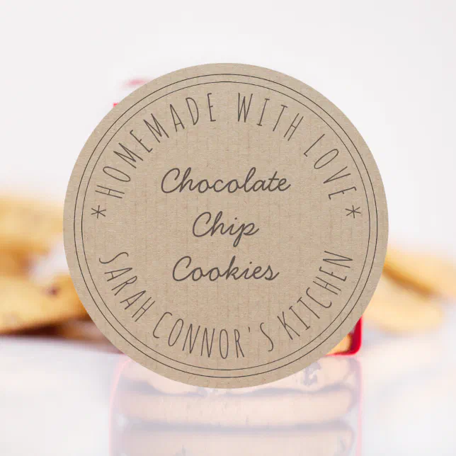 Home made with love Chocolate Chip Cookies Kraft Classic Round Sticker ...