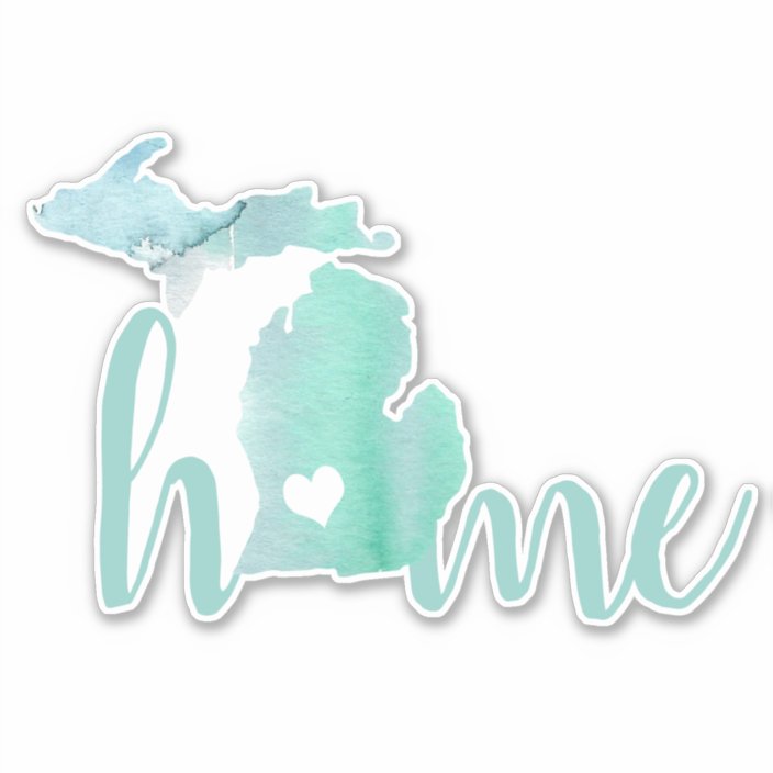 Home Michigan Watercolor Silhouette State Sticker | Zazzle.com