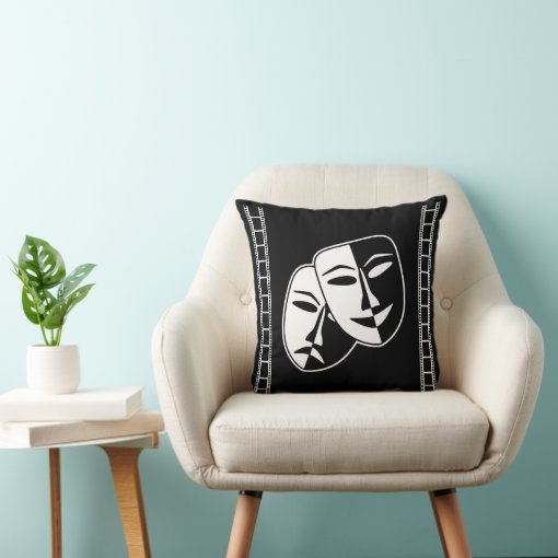 Home Movie Theater Comedy Tragedy Masks Throw Pillow | Zazzle