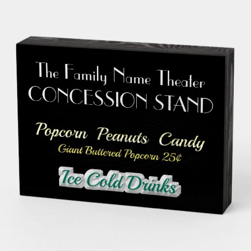 Home Movie Theater Concession Stand Wood Box Sign | Zazzle