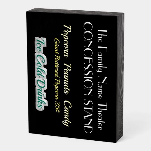 Home Movie Theater Concession Stand Wood Box Sign | Zazzle