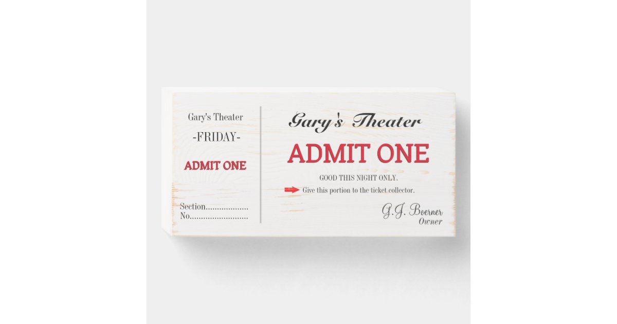 Home Movie Theater TV Room Ticket Wooden Box Sign | Zazzle