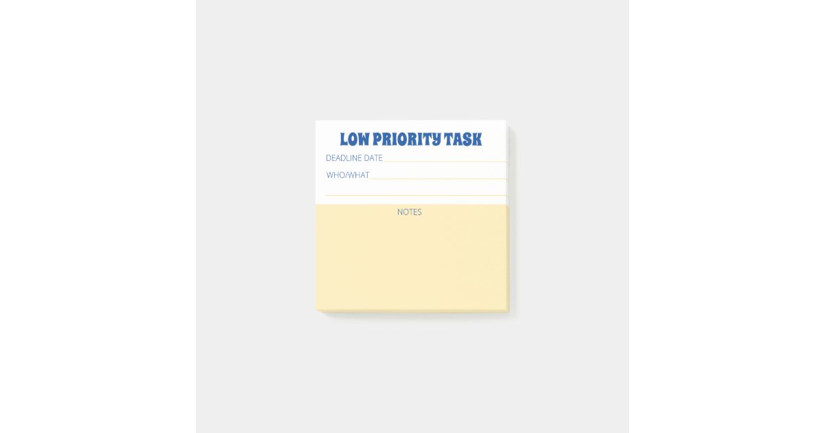 Home office employee low priority task reminder post-it notes | Zazzle