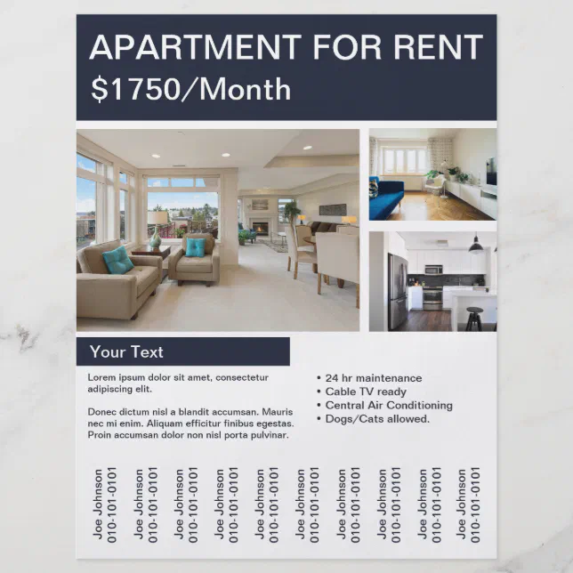 Home or Apartment For Rent Flyer Tear Off Strips | Zazzle