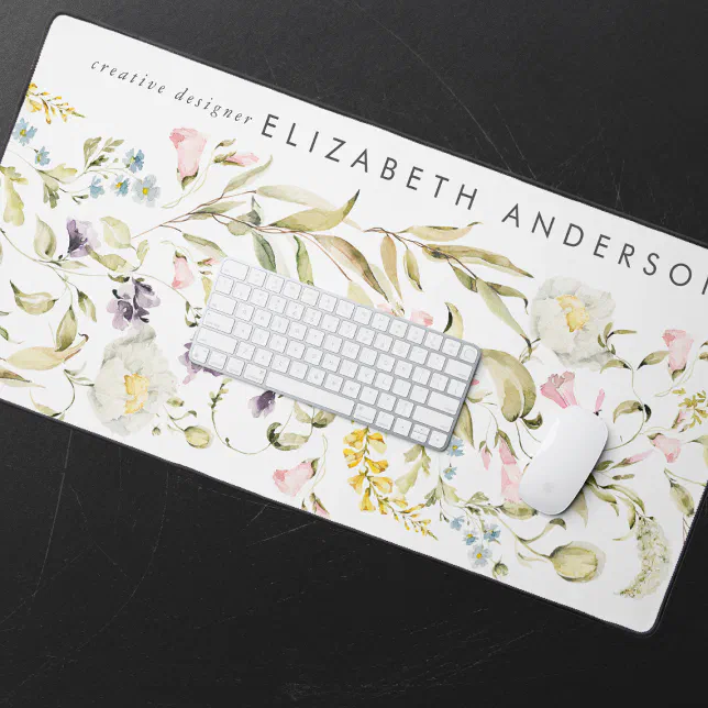 Home Premium Pampas Wildflower Large Office Desk Mat | Zazzle