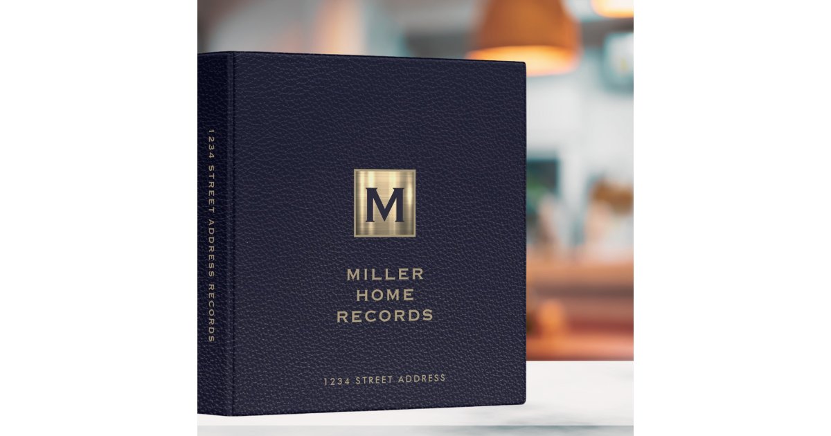 Home Records Binder Monogram Initial with Name | Zazzle