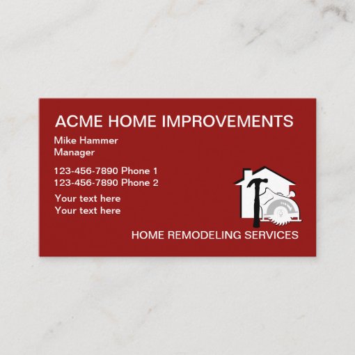 Home Remodeling Businesscards Business Card | Zazzle