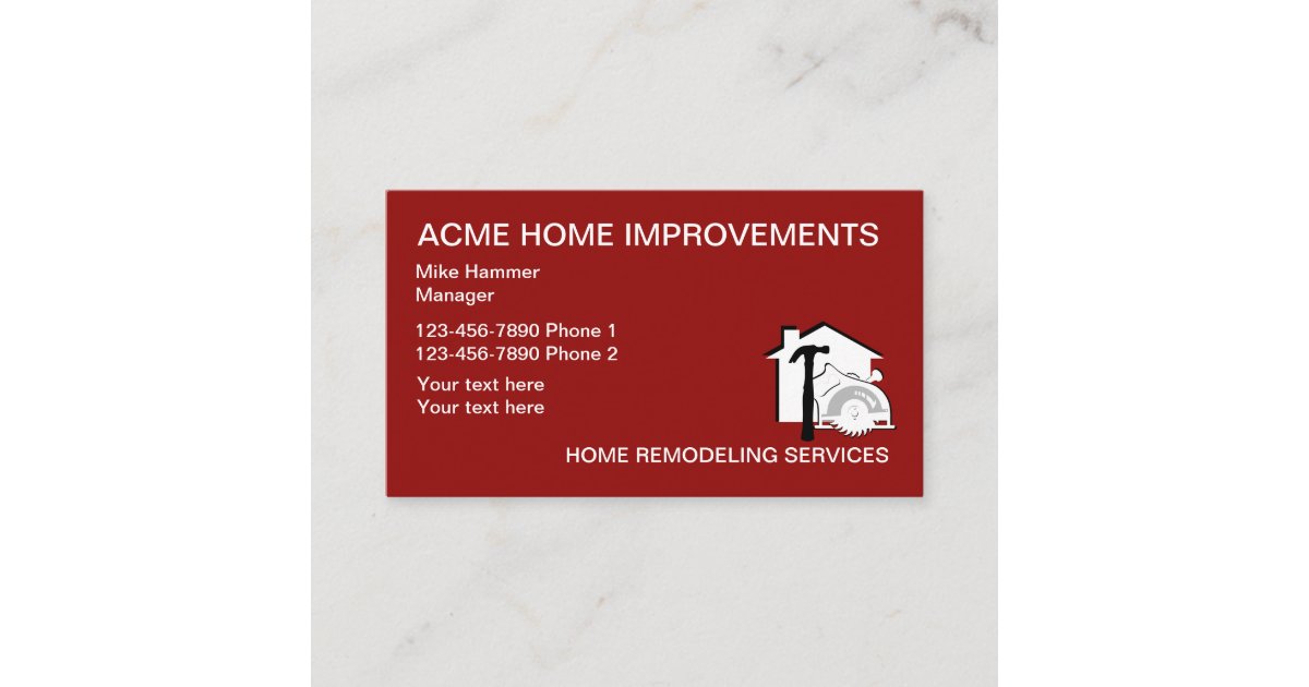 Home Remodeling Businesscards Business Card | Zazzle