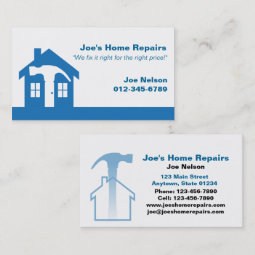 Home Repair/ Blue Business Card | Zazzle