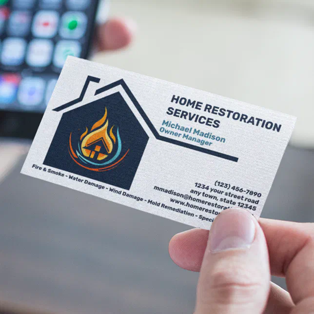 Home Restoration Services Business Card | Zazzle
