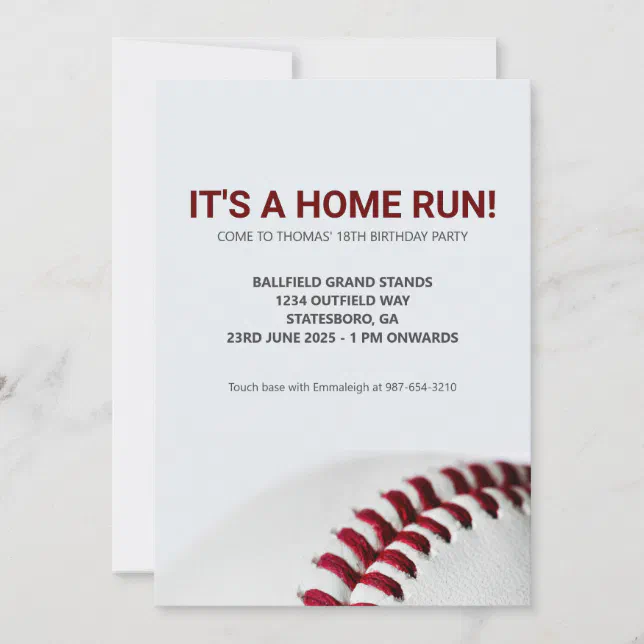 Home Run Baseball Birthday Invitation | Zazzle