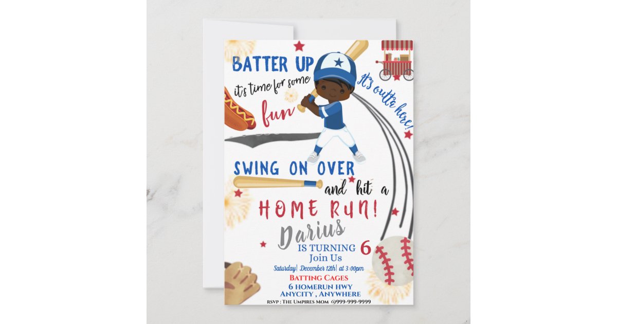 Home Run Birthday Invitation Card | Zazzle