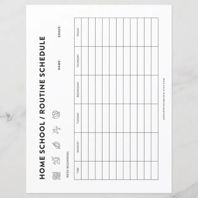 Home School Schedule Kids Routine Organizer | Zazzle