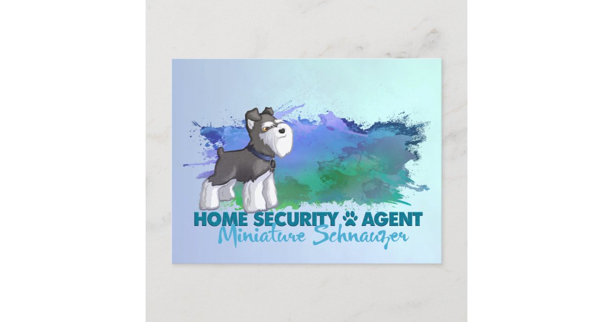 Home Security | Salt & Pepper Miniature Schnauzer Postcard | Zazzle