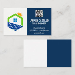 Home Solar Logo | QR Scan Code Business Card | Zazzle