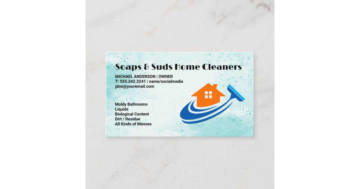 Home Squeegee Logo | Commercial Cleanings Business Card | Zazzle