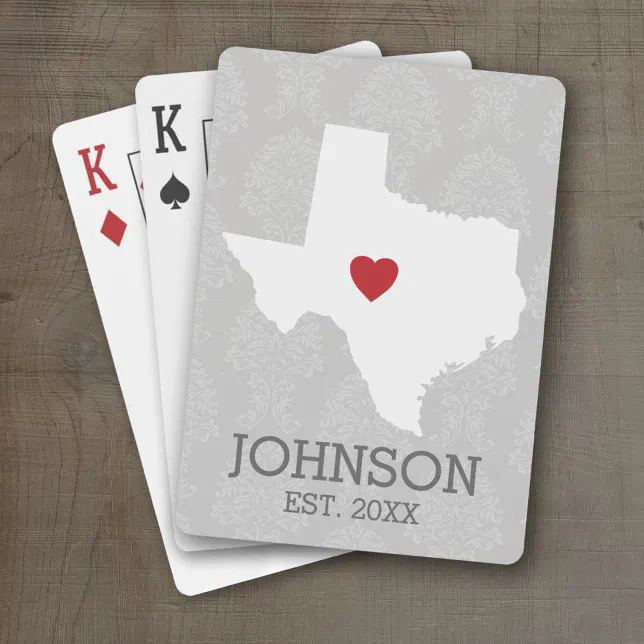 Home State Map Art - Custom Name Texas Poker Cards | Zazzle