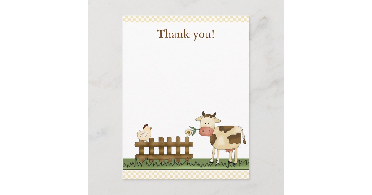 Home Sweet Farm Cow Thank you Card 4.25 x 5.5 | Zazzle.com