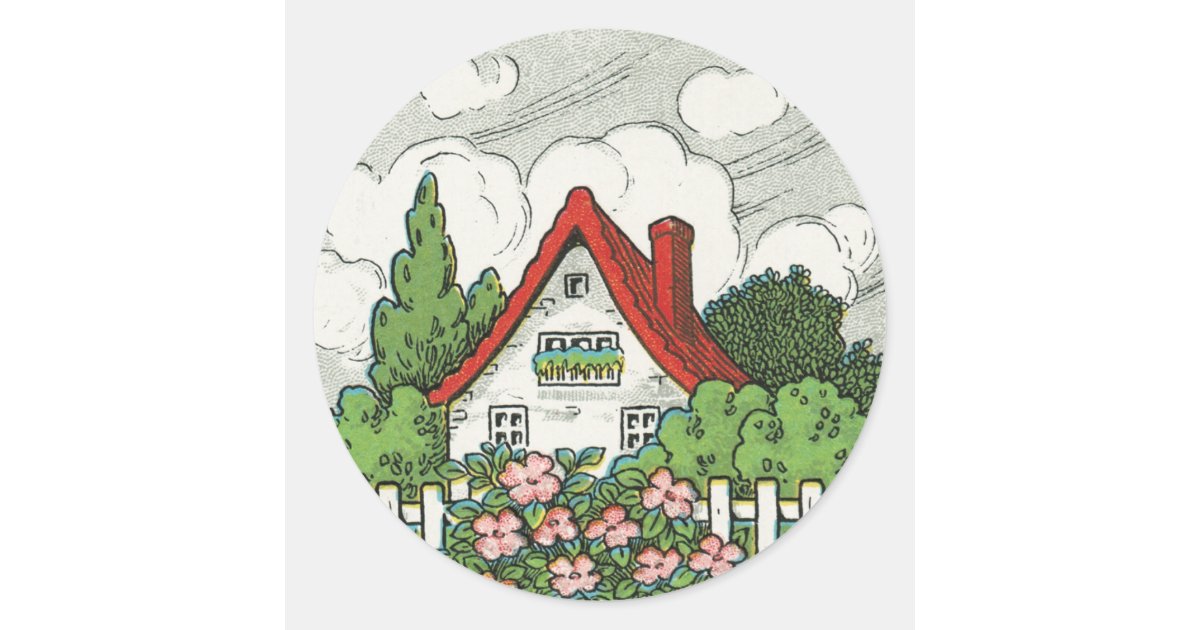 Home Sweet Home Cottage Classic Round Sticker | Zazzle
