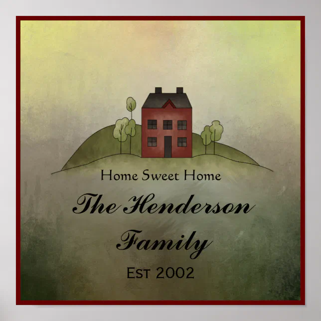 Home Sweet Home Family Name Wall Print | Zazzle