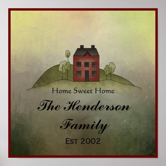 Home Sweet Home Family Name Wall Print | Zazzle.com