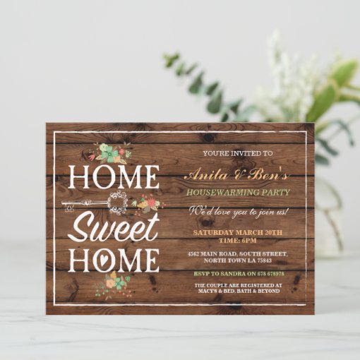 Home Sweet Home Floral Housewarming Invitation | Zazzle