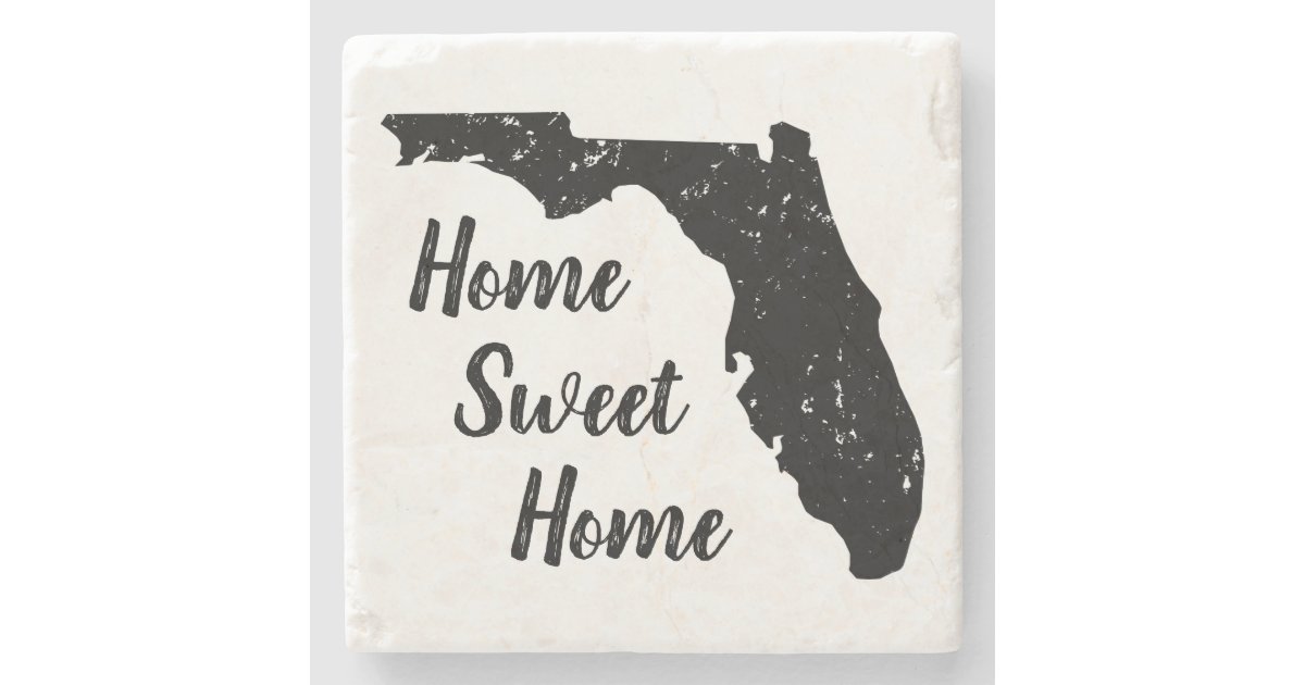 Home Sweet Home Florida state map silhouette Stone Coaster | Zazzle