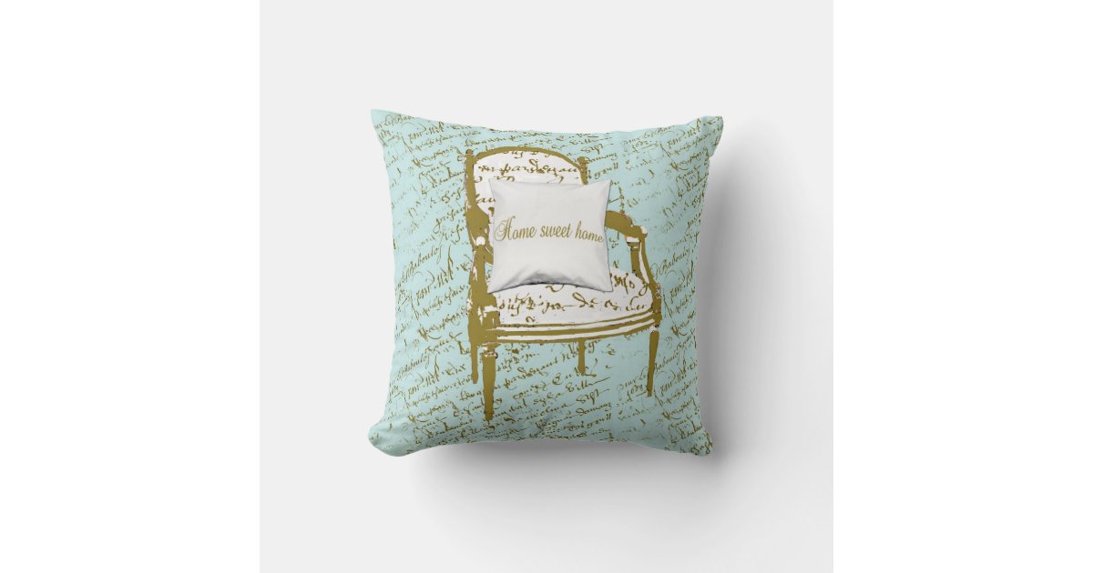 Home Sweet Home, French Script Throw Pillow | Zazzle