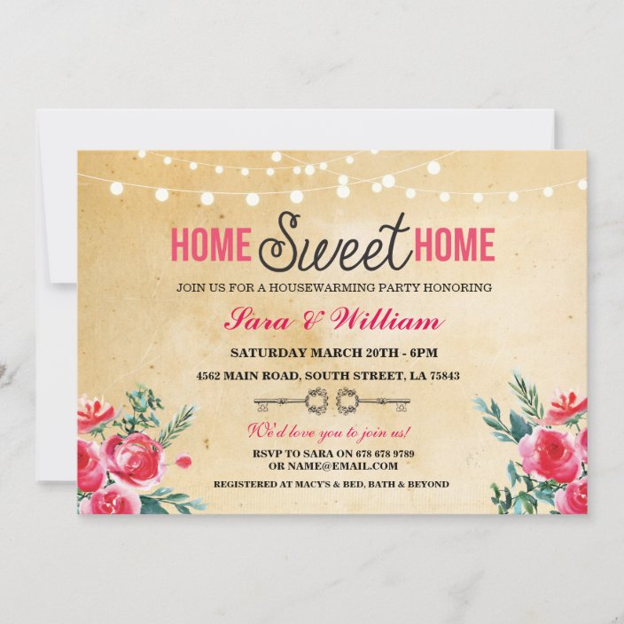 Home Sweet Home Housewarming New Home Invitation | Zazzle