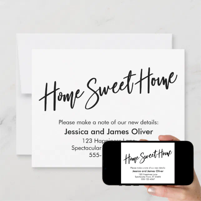 Home Sweet Home Modern Handwriting Announcement | Zazzle