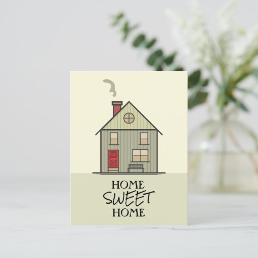 Home Sweet Home Quote Typography Cute House Postcard | Zazzle