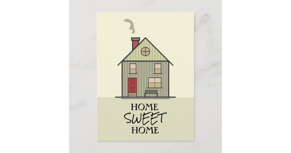 Home Sweet Home Quote Typography Cute House Postcard | Zazzle