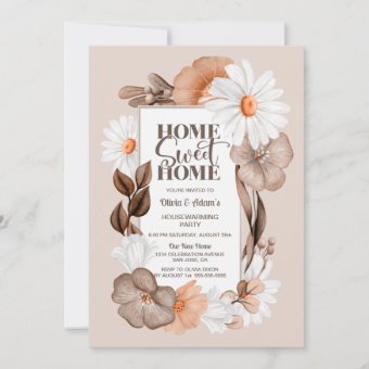 Home Sweet Home Rustic Fall Floral Housewarming Invitation | Zazzle