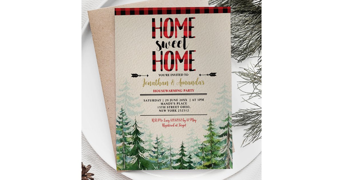 Home sweet home Winter Lumberjack House Warming Invitation | Zazzle