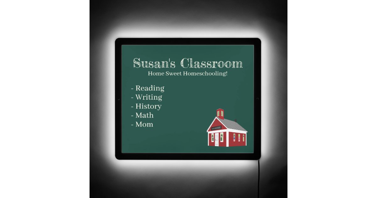 Home Sweet Homeschooling Schoolhouse Chalkboard LED Sign | Zazzle