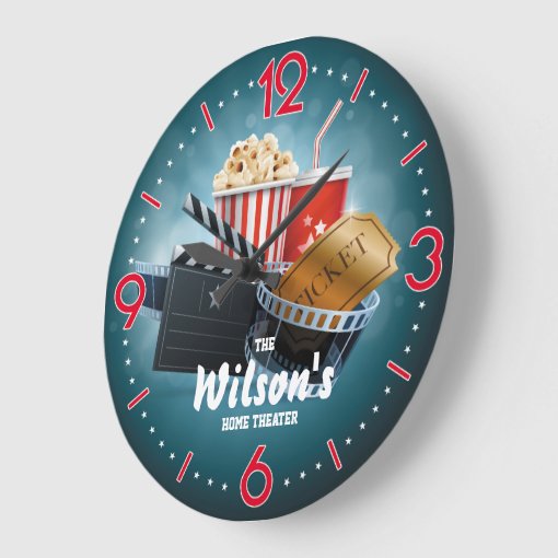 Home Theater Cinema Personalizable Wall Clock | Zazzle