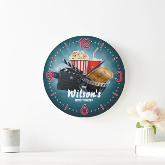 Home Theater Cinema Personalizable Wall Clock | Zazzle