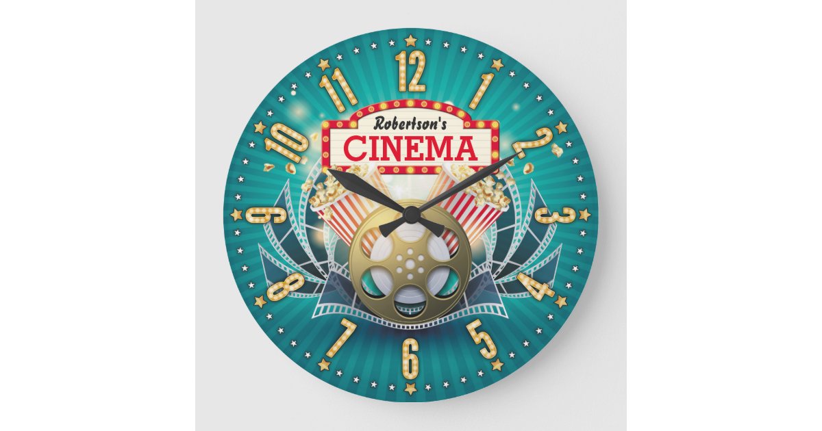 Home Theater Cinema Personalizable Wall Clock | Zazzle