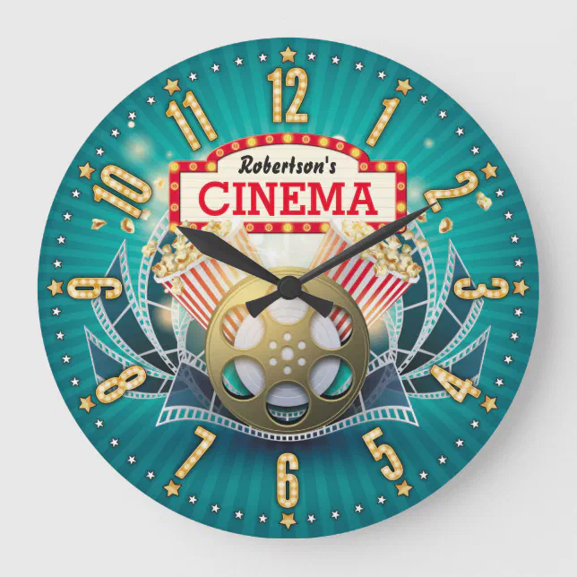 Home Theater Cinema Personalizable Wall Clock | Zazzle
