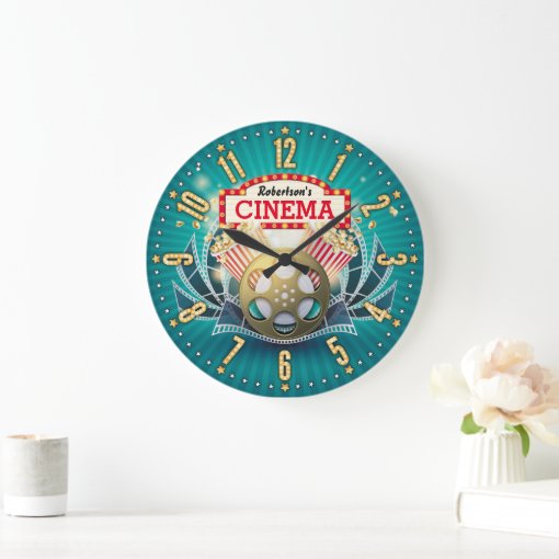 Home Theater Cinema Personalizable Wall Clock | Zazzle