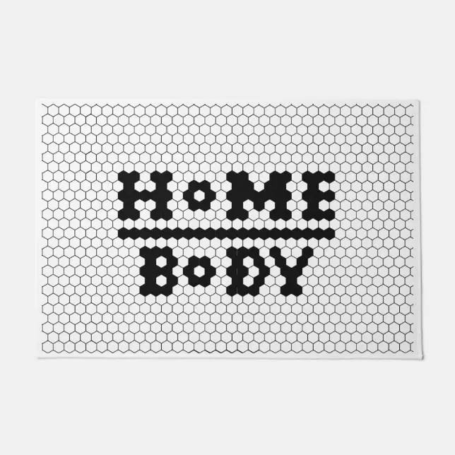 Homebody Faux Tile Black and White Doormat | Zazzle
