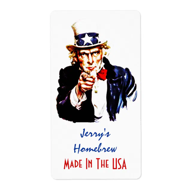 Homebrewing Beer Labels Uncle Sam Made in the USA | Zazzle