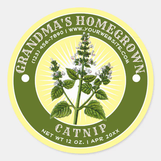 Homegrown Catnip Label Template | Zazzle