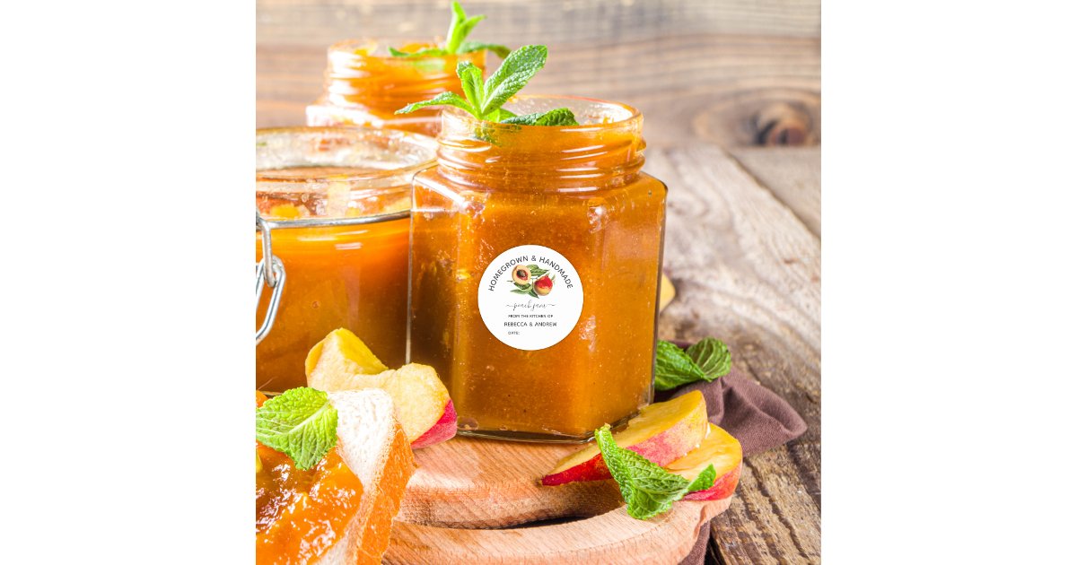 Homegrown & Handmade Peach Jam Vintage Classic Round Sticker | Zazzle